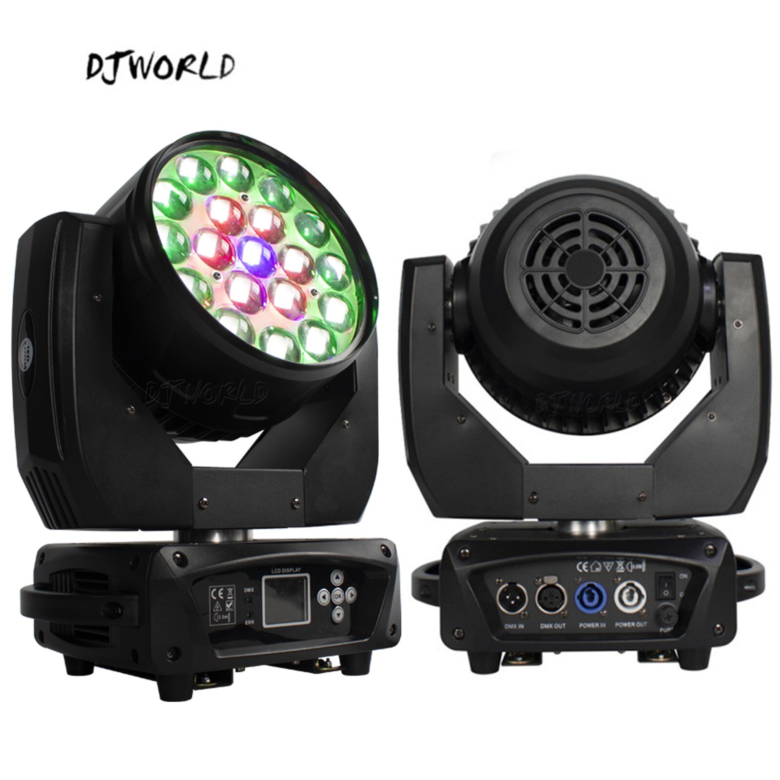 DJ-World LED 19x15W RGBW Zoom Moving Head Stage Light DMX Beam Wash ...