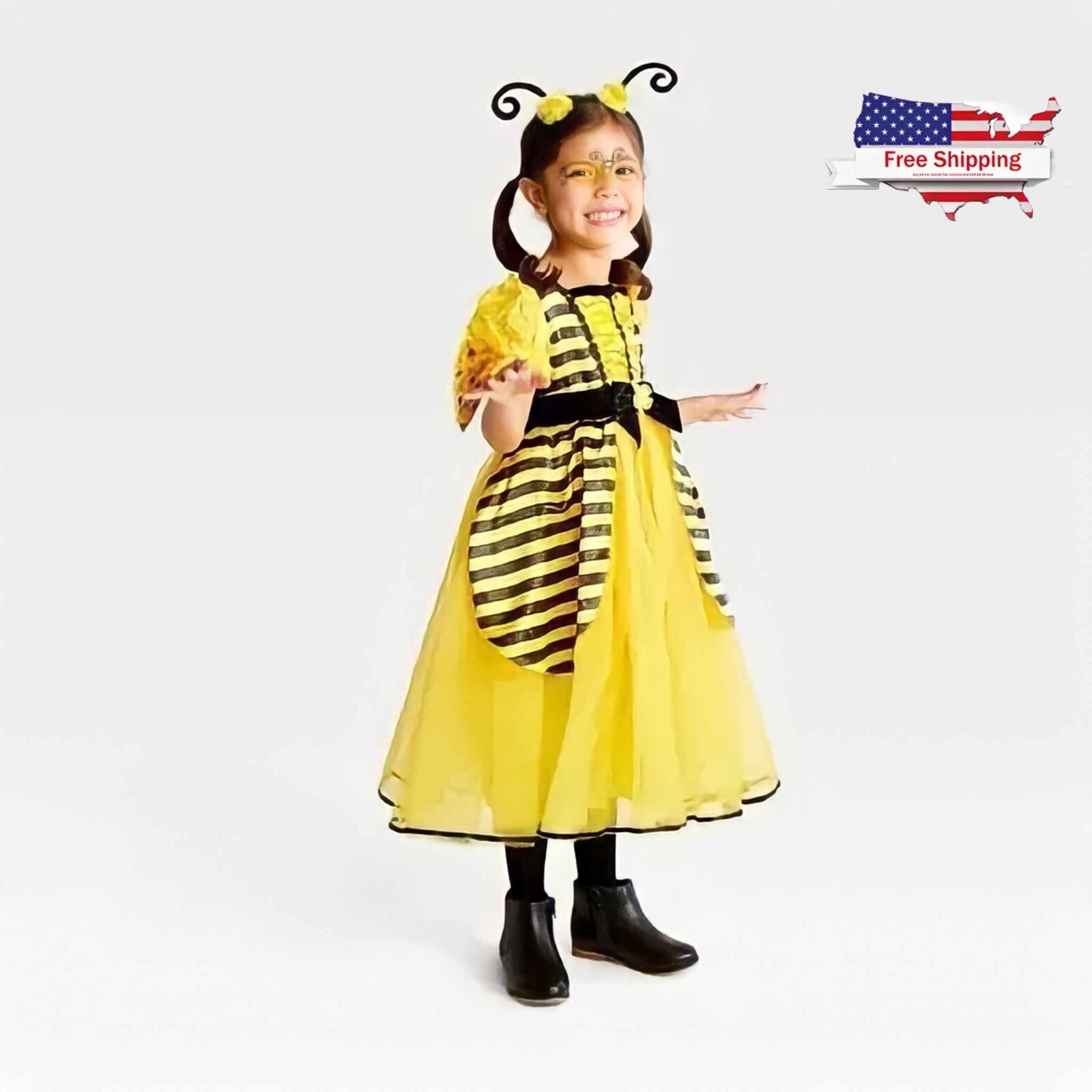 Hyde and Eek Toddler SWEET BEE Costume Dress with Wings Headband Size ...