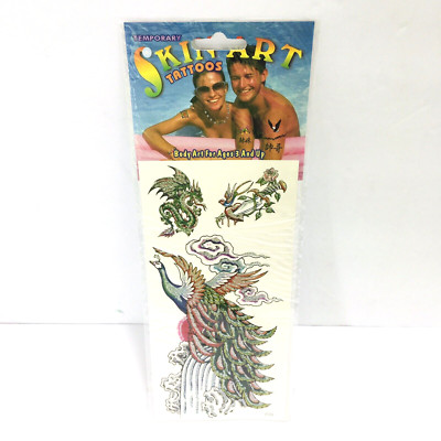 Skin Art Temporary Tattoo peacock Dragon Bird Y2k Vintage New (3 ...