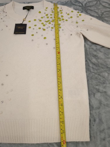 Charter Club Women's Cashmere Sequin Embellished Sweater, Ivory Sz-M ...