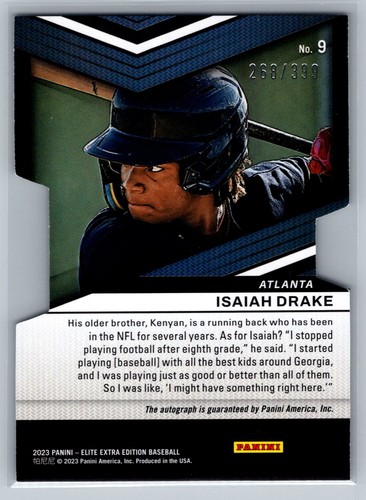 2023 Panini Elite Extra Edition #9 Isaiah Drake Signatures Die Cut #/399 | eBay