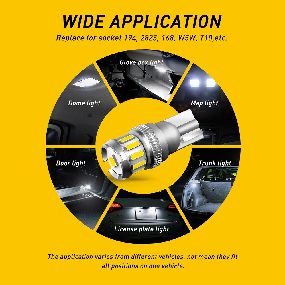 2x White 194 168 W5W T10 LED Car Parker Light Globe Bulbs 13smd 6500k ...