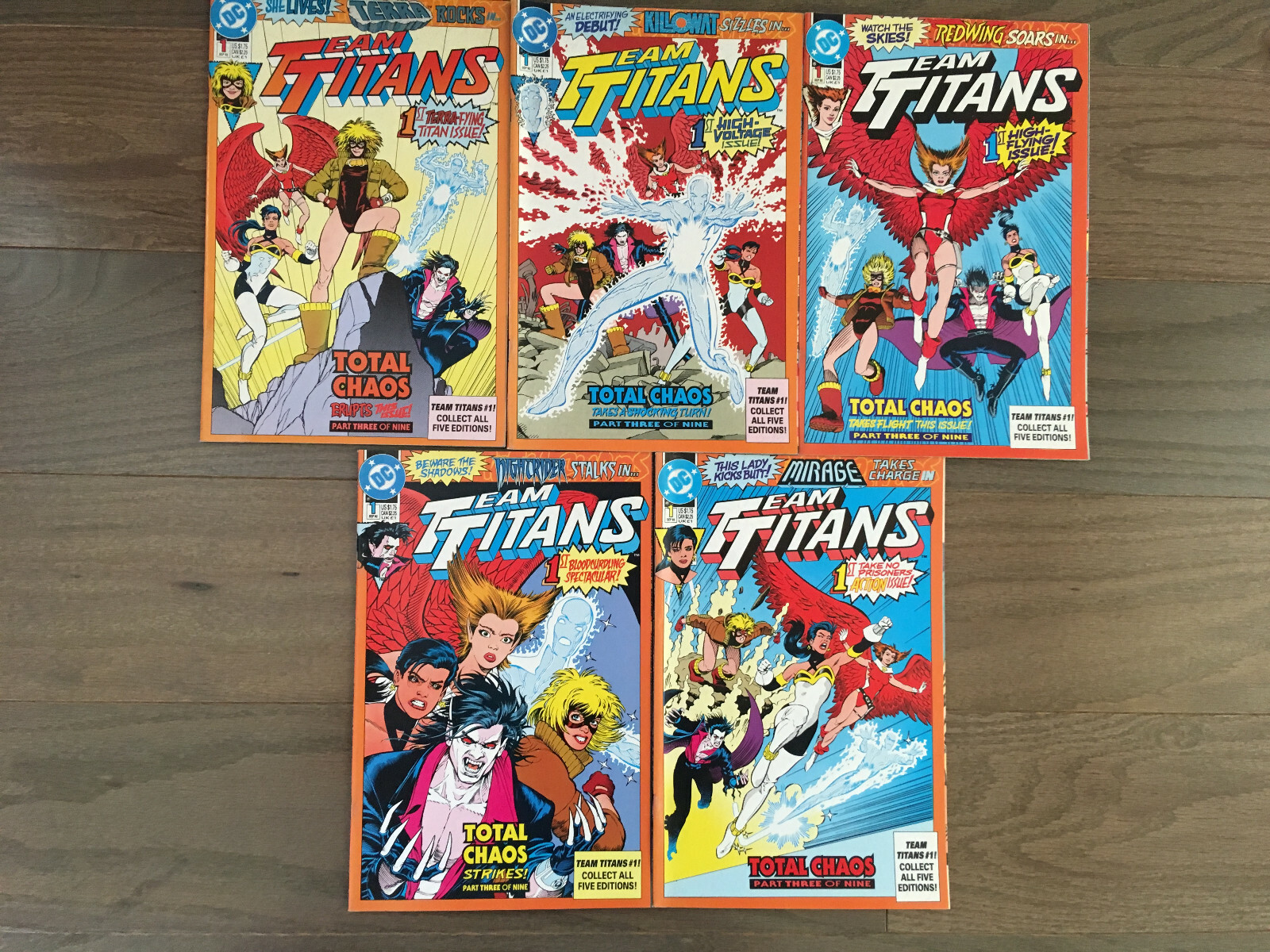 TEAM TITANS COMIC LOT # 1 ALL 5 DIFFERENT COVERS DC COMICS 1992 TERRA ...