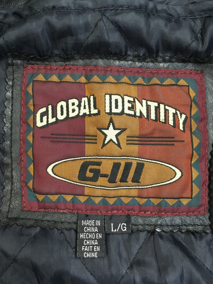 Global Identity Jacket Men's Large Black G-III Leather Full Zip VINTAGE ...
