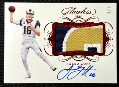 Jared Goff 2019 Panini Flawless Football Autograph Patch Red /5 Los ...