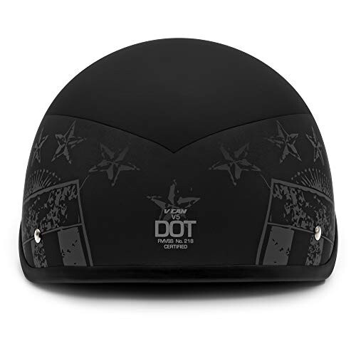 (Star Flag, Small) VCAN Cruiser Solid Flat Black Half Face Motorcycle ...