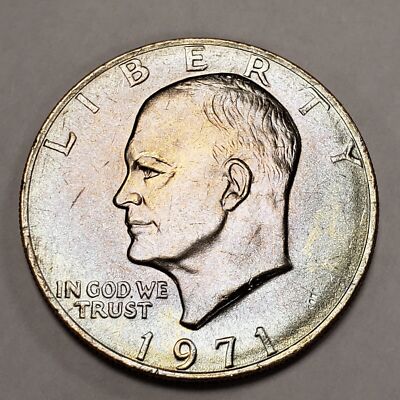 1971 $1 Eisenhower Ike Dollar - Violet Cyan Original Toning - BU - SKU ...