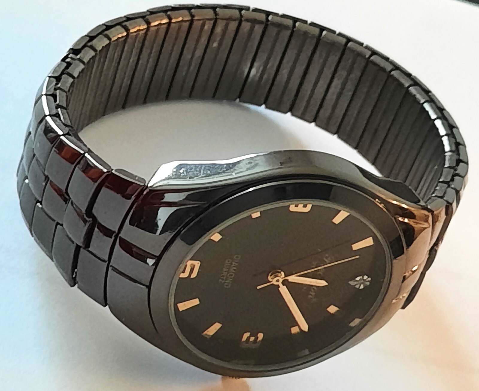 Precision by Gruen Diamond Quartz Watch GP-496-M Black & Gold | eBay