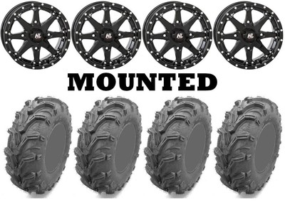 Kit 4 EFX MotoMax Tires 27x10-14 on High Lifter HL10 Black Wheels 1KXP ...