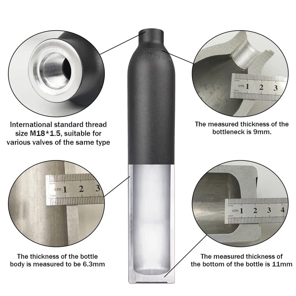 4500psi PCP air Tank, Aluminum Compressed air Paintball Bottle ...