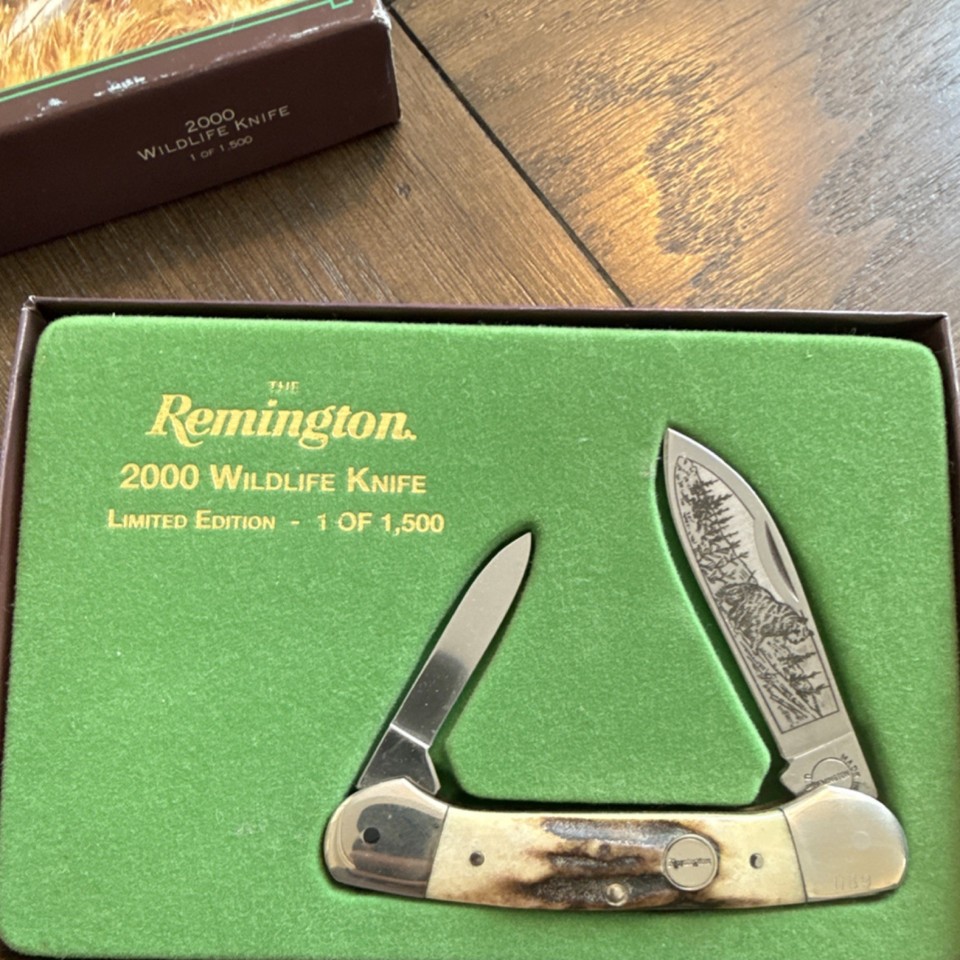 Remington 2000 Wildlife Knife Limited Edition 1 of 1500 Stag 2 Blade ...