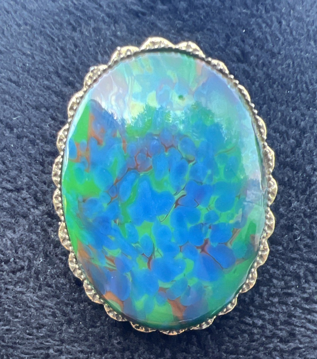 Vintage Original by Robert Brooch Pendant Faux Opal G… - Gem