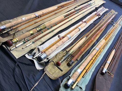 Vintage Joblot X 6 cane/ split cane fishing rods with bags | eBay