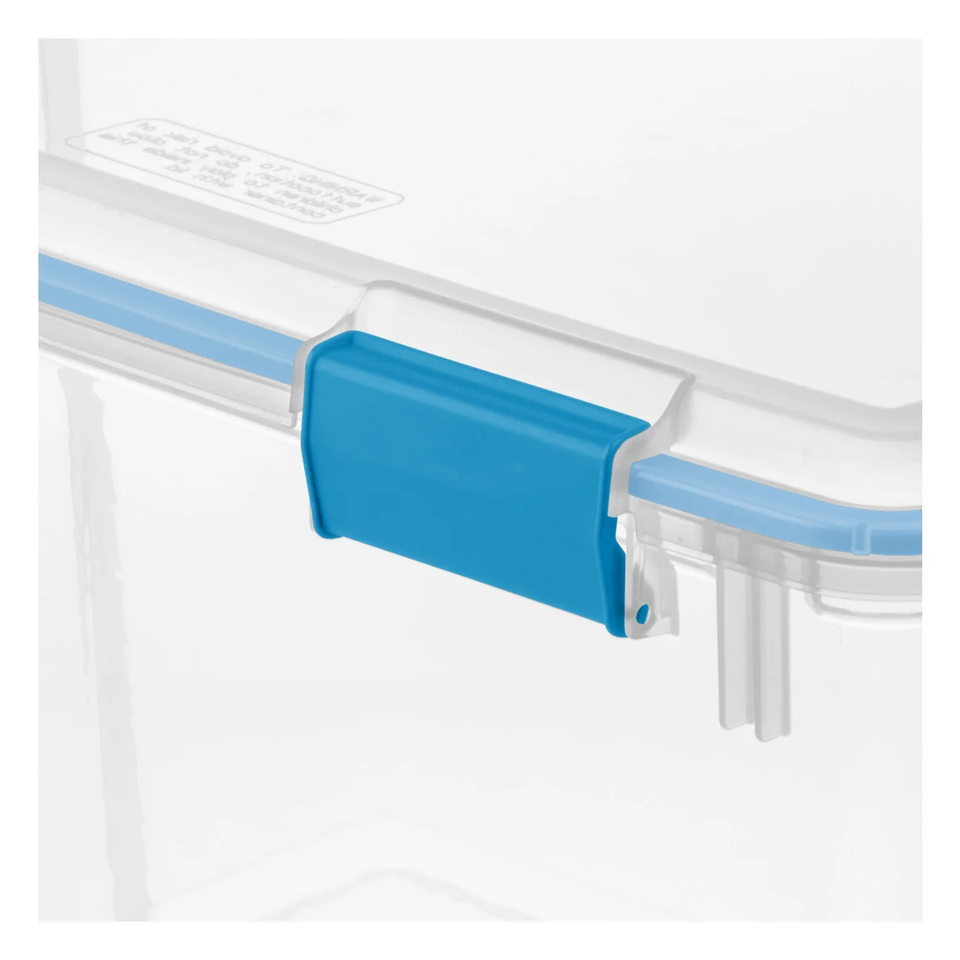 Sterilite 80 Quart Clear Gasket Box with Blue Latches & Gasket Storage ...