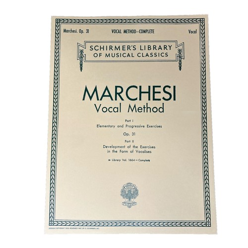 Vocal Method Op 31 Complete Voice Technique Schirmer Library Vol 1664 ...