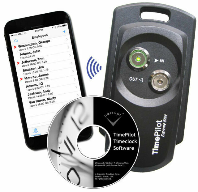 Set of 3 TimePilot Extreme Blue Enhanced Portable Time Clock W/wireless ...