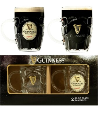 Guinness 20oz Beer Glasses Twin Pack Tankards Extra Stout Beer Glasses ...