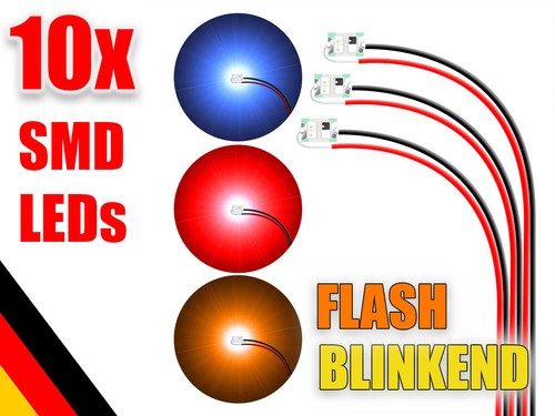 10x SMD LED 0805 "Blinking" Orange Blue Red Yellow Wired Flash LED ...