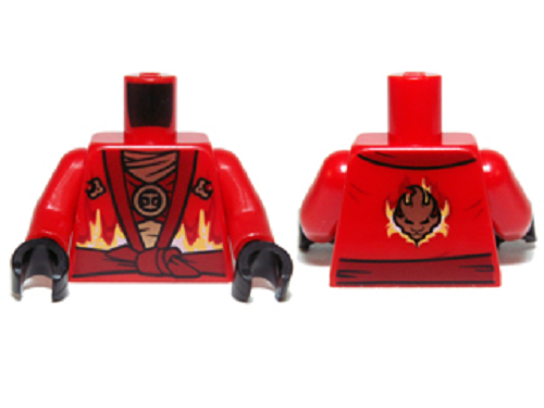 LEGO Minifigure Torso Red Ninja Robe Ninjago Fire Power Emblem Warrior ...