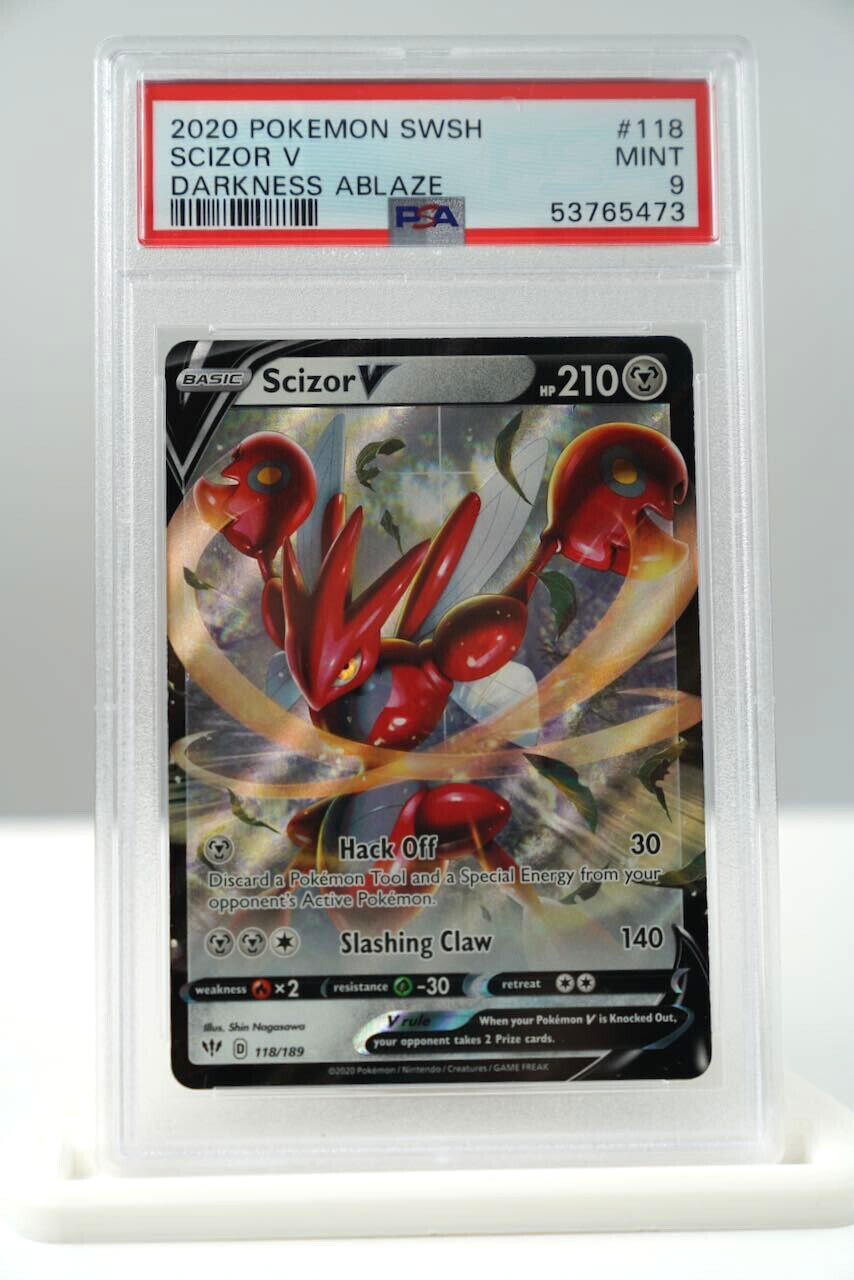 2020 Pokemon Card Sword Shield Darkness Ablaze Scizor V Holo #118/189 ...