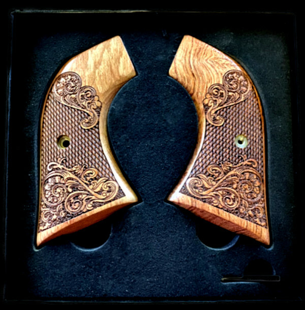 Fits Ruger Wrangler Grips ~ .22 Model ~ Rosewood Carved Scroll ...