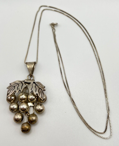 Vintage Mexico T5-10 Sterling Silver Grape Cluster Dangle Pendant ...