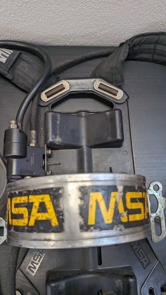 MSA AIR Pack Pak HARNESS FIREFIGHTER SCBA SELF CONTAINED BREATHING With ...