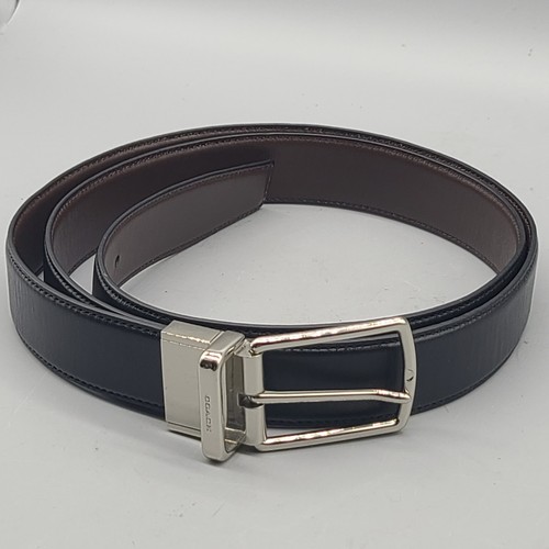 Coach Men's Reversible Leather Belt Size 42 Black Brown Silver Buckle ...