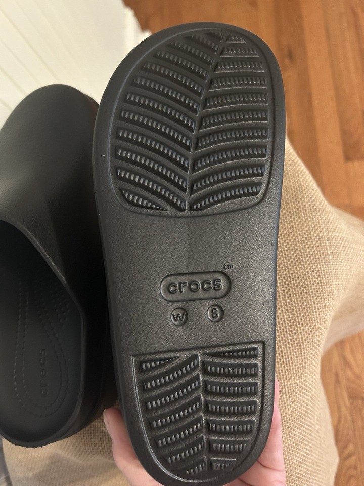 Crocs Dylan Platform Shoes Women's 8 Black Slip On Comfort Chunky Mule ...