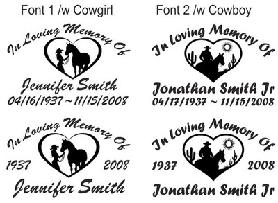 In Loving Memory - Cowboy Cowgirl Horse Sticker Decal 2 Styles and ...
