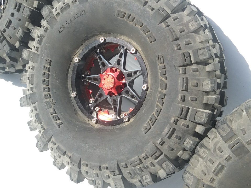 Set 4 2.2 Wheels Super Swampers TSL Boggers axial traxxas beadlock 5.9 ...