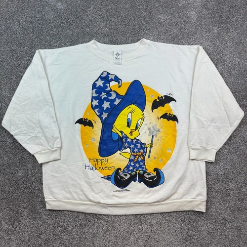 Vintage Tweety Bird Looney Tunes Halloween Sweatshirt Women's 2XL White ...