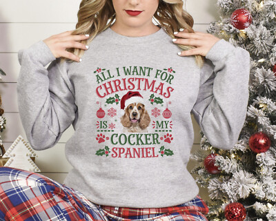 Xmas Sweatshirt Christmas Sweater Cocker Spaniel Dog Xmas Jumper Day ...