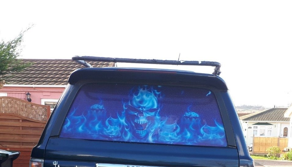 Body Rear Window Decal Vinyl Flaming Skul Graphics Sticker Fit For Car ...