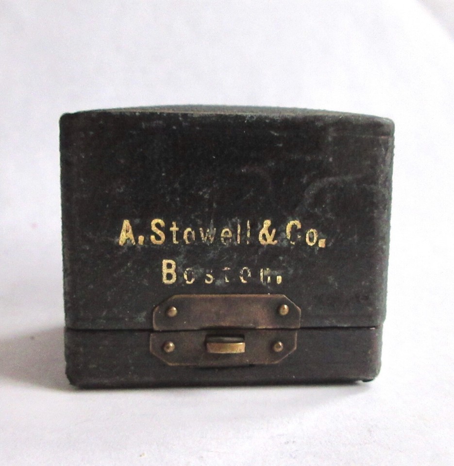 A. STOWELL & CO. BOSTON Antique THIMBLE CASE BOX & Sterling Silver ...
