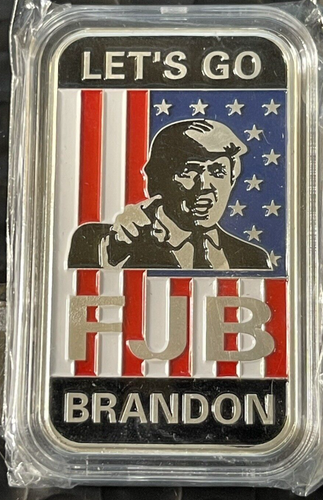 2024 1 Oz 999 Silver Trump MAGA USA Flag Bar Fuc* Joe Biden Let's Go ...