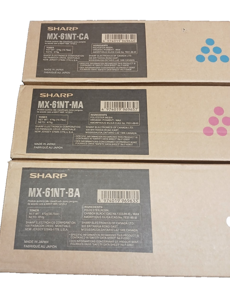 SHARP MX-61NT-CA, MX-61NT-MA, MX-61NT-BA SET OF 3 GENUINE AUTHENTIC | eBay