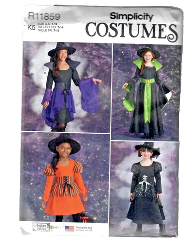 Simplicity S9348 Witch Costumes w/Corset Detail 7-14 Sewing Pattern R11859 39363057925| eBay