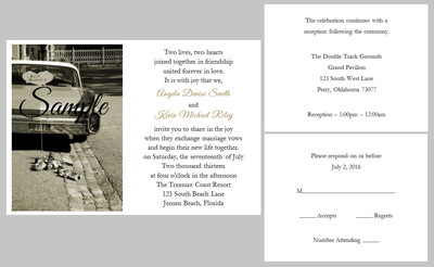 100 Personalized Custom Classic Car Vintage Wedding Invitations Set | eBay