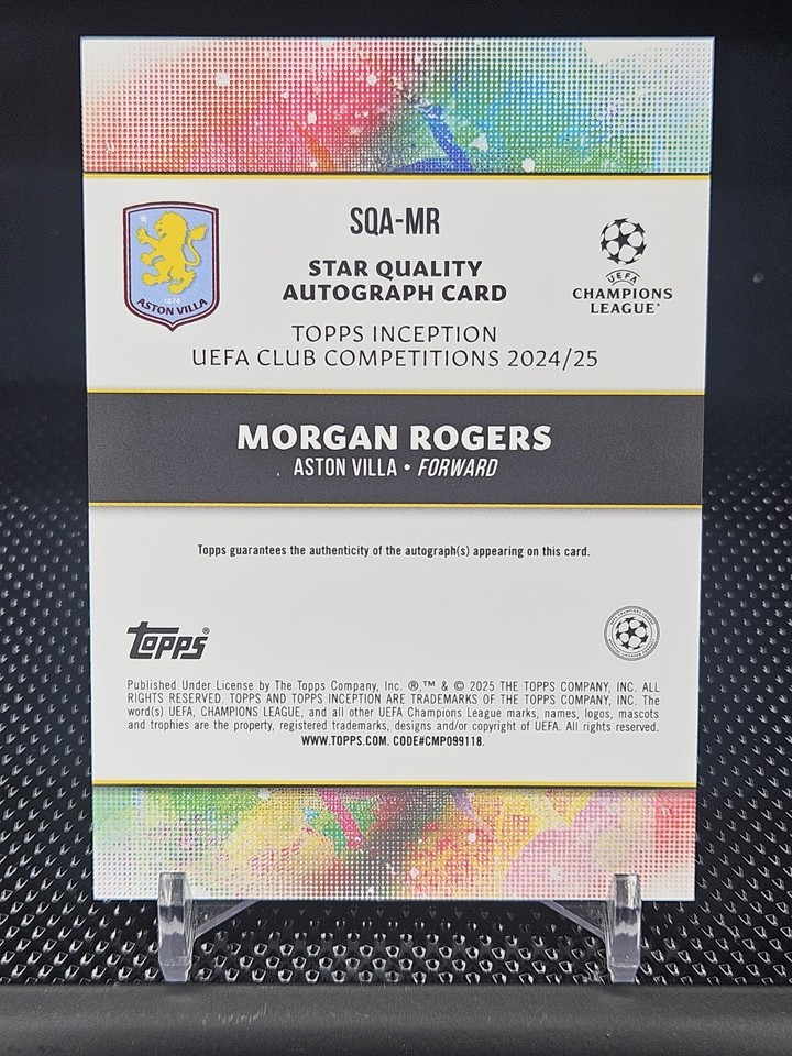 2024-25 Topps Inception UEFA Club Competitions Morgan Rogers Auto Aston ...