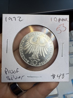 1972 F Germany Federal Republic 10 Ten Mark Silver Coin #53 Proof | eBay