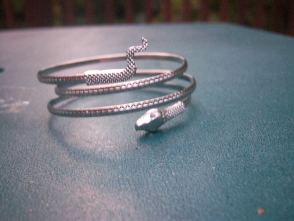 NEW Bracelet Wrap Snake Single Head SILVER Tone Cleopatra Costume ...