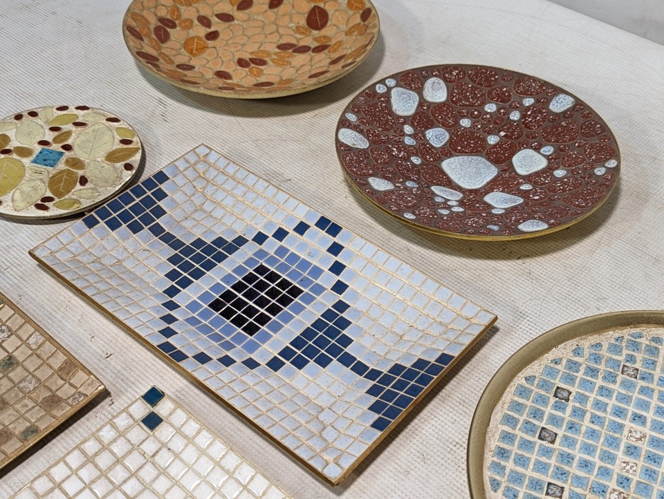 Lot of 8 vintage mosaic plates, platters, trays as pictured | eBay