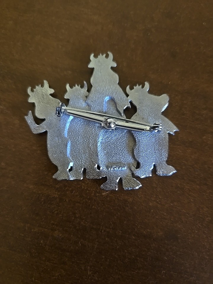 Vintage 1988 J J Pewter 5 WHIMSICAL Cows Pin | eBay