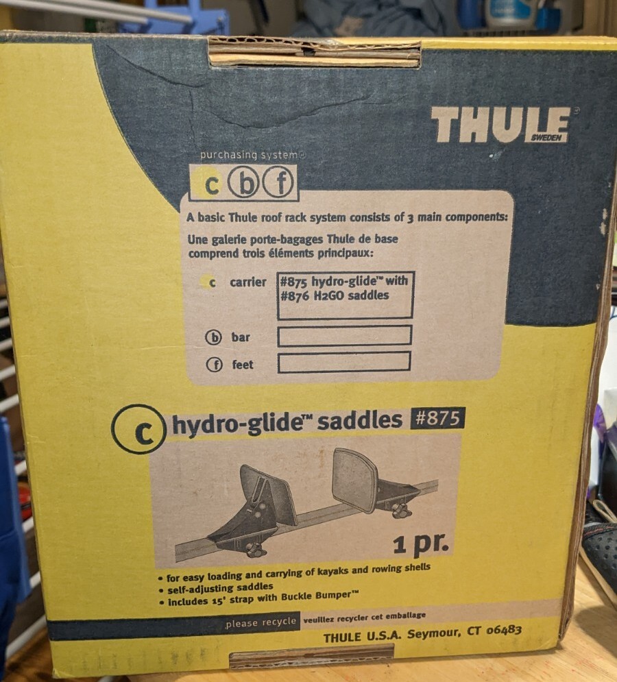 New Old Stock THULE HYDRO-GLIDE SADDLES #875 Adjustable Saddle Carriers ...