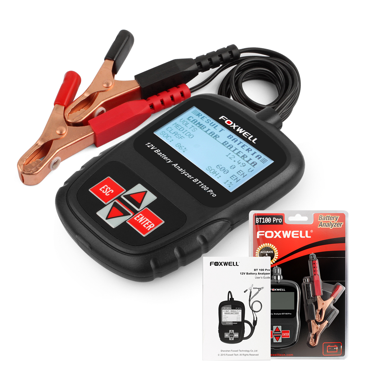 FOXWELL BT100 Pro 12V Car Battery Load Tester Battery Analyzer Tool 100 ...
