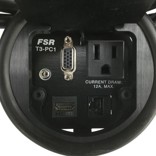 Lot of 2 FSR Table Box T3-PC1D-BLK HDMI VGA RJ45 Audio AC Round Box ...