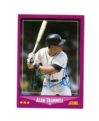 Alan Trammell autograph signed 1988 Score baseball DETROIT TIGERS COA ...
