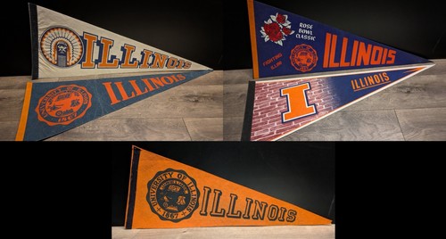 Lot of 5 Vintage University of Illinois Illani Pennants 30 x 12 VINTAGE ...