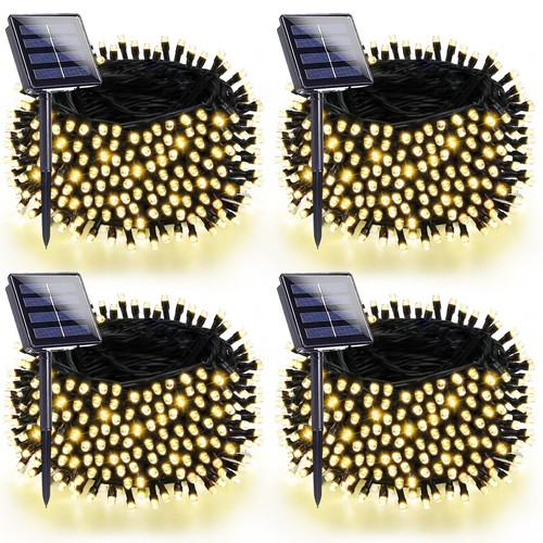 4 Pack 180FT Solar String Lights for Outside, Super Bright 320 LED ...